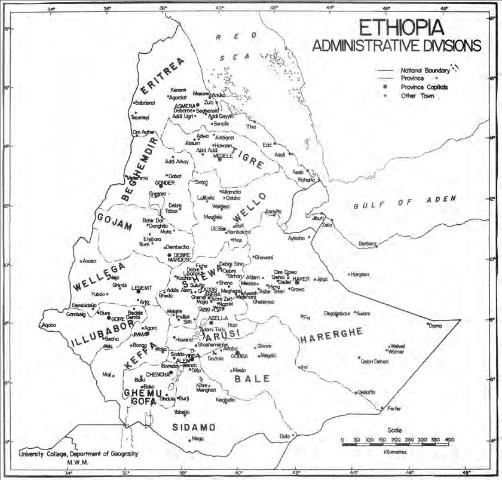 Political Map Of Ethiopia With Provincial State Boundaries